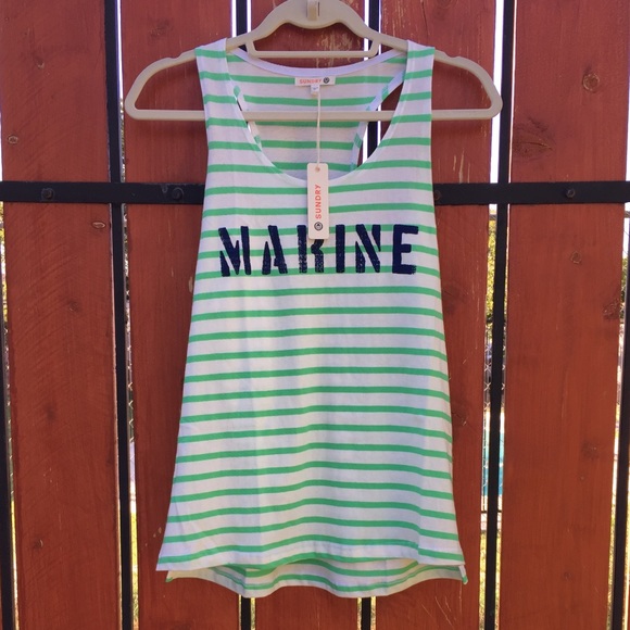 Anthropologie | Tops | New Sundry Marine Logo Striped Racerback Tank S ...